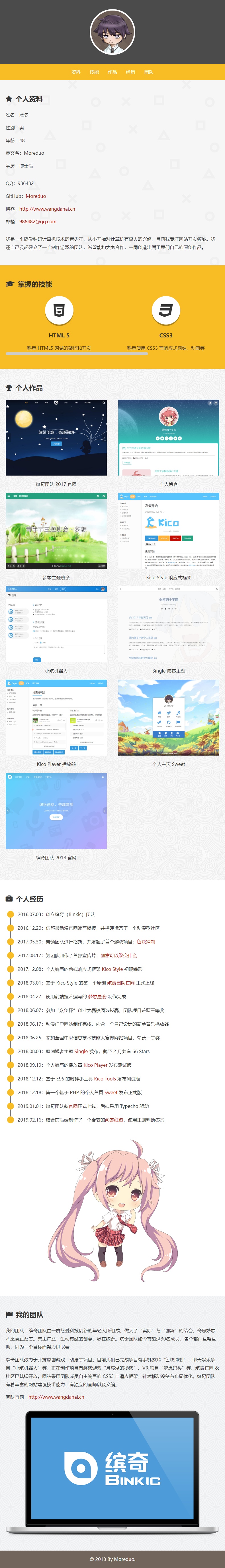Html5响应式单页面个人简历介绍模板