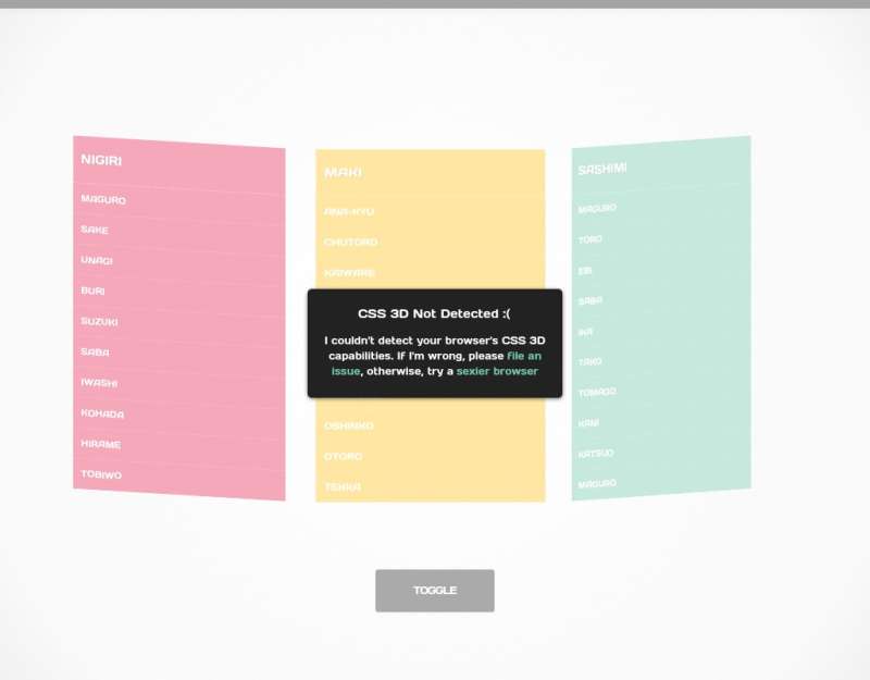 超炫html5 Css3 3d下拉折叠菜单展开收缩动画效果