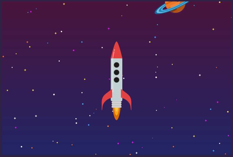 Svg星空中飞船火箭动画