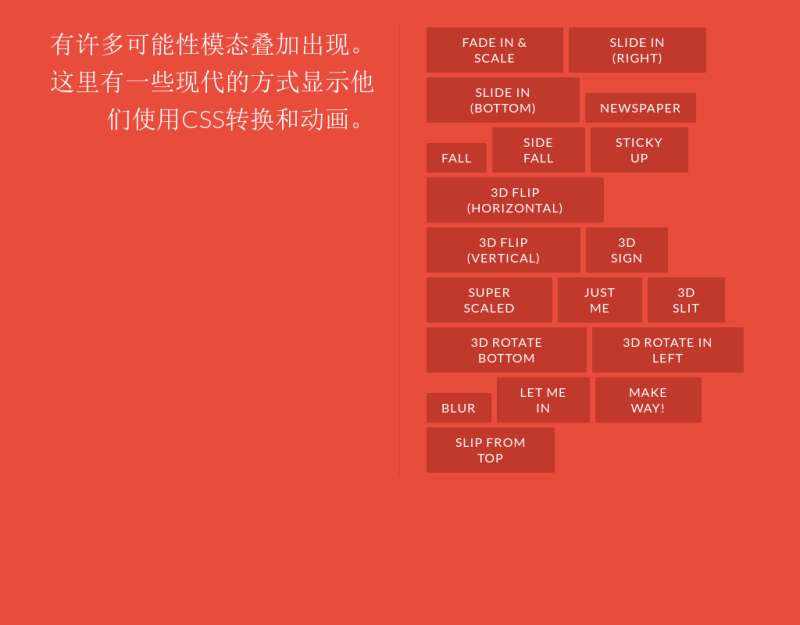 Modernizr Custom Js制作20种html5 Css3绚丽的弹出窗口动画过渡效果